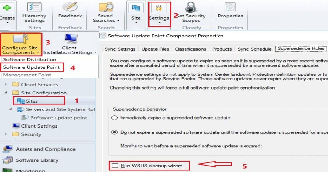How To Setup Wsus Cleanup Task From Sccm Console Configuration Manager