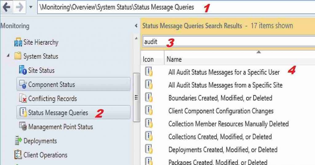 SCCM Audit Status Messages Track Who Deleted Modified Changed Settings ...