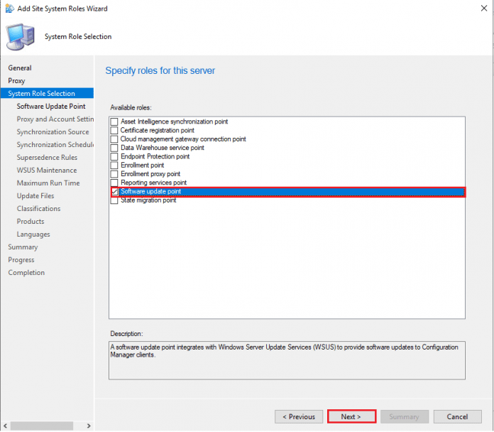 Install New ConfigMgr Software Update Point Role | SUP | SCCM HTMD Blog
