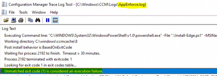 Configmgr Edge Chromium Unmatched Exit Code 1 Execution Failed Sccm Htmd Blog