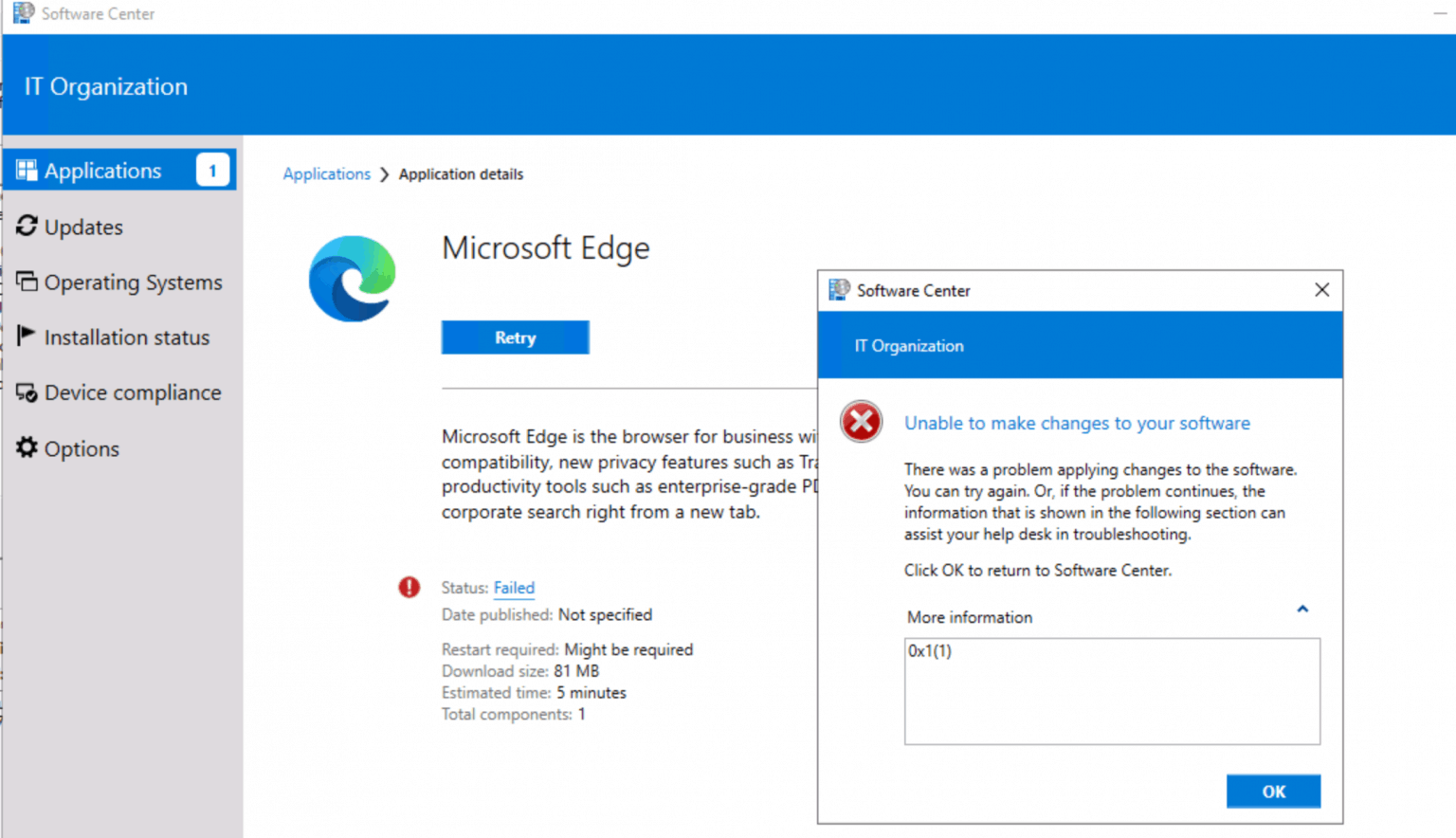 ConfigMgr Edge Chromium Unmatched Exit Code (1) Execution Failed | SCCM ...