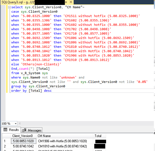 Sccm Client Version Dashboard Sql Query Custom Report Htmd Blog
