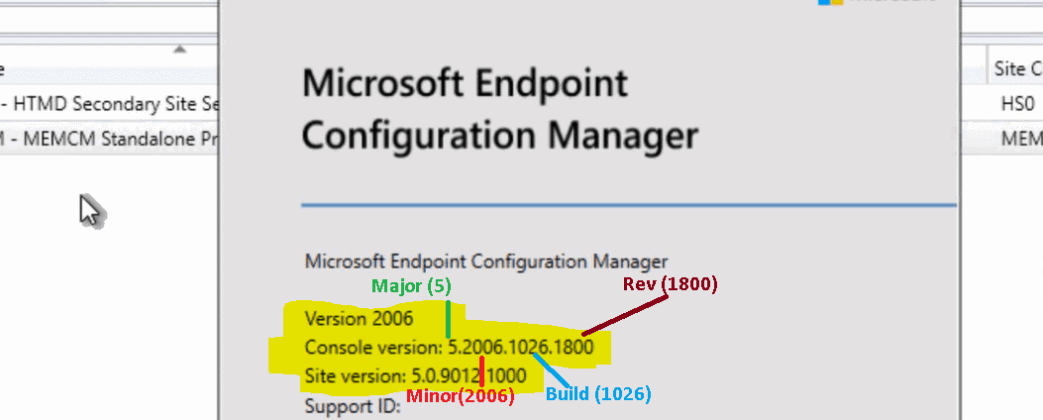 SCCM Versions Build Numbers Client Console Site