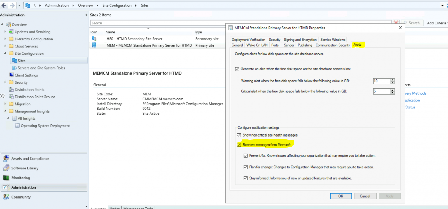 Enable Sccm Console Notification From Microsoft Configmgr Htmd Blog