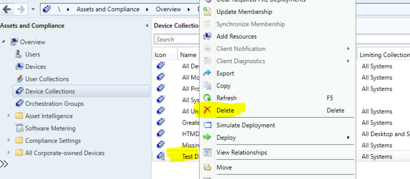 Sccm 2010 Workaround To Delete Collections Issue Configmgr Htmd Blog