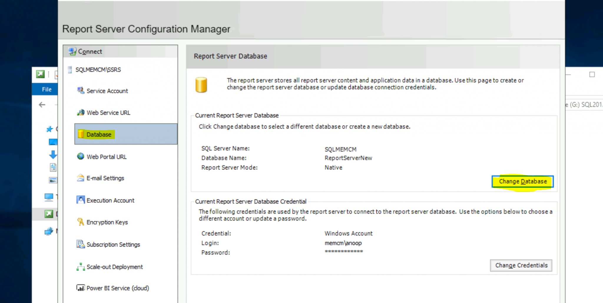 ConfigMgr Create A New Database For SSRS Reporting Service | SCCM ...