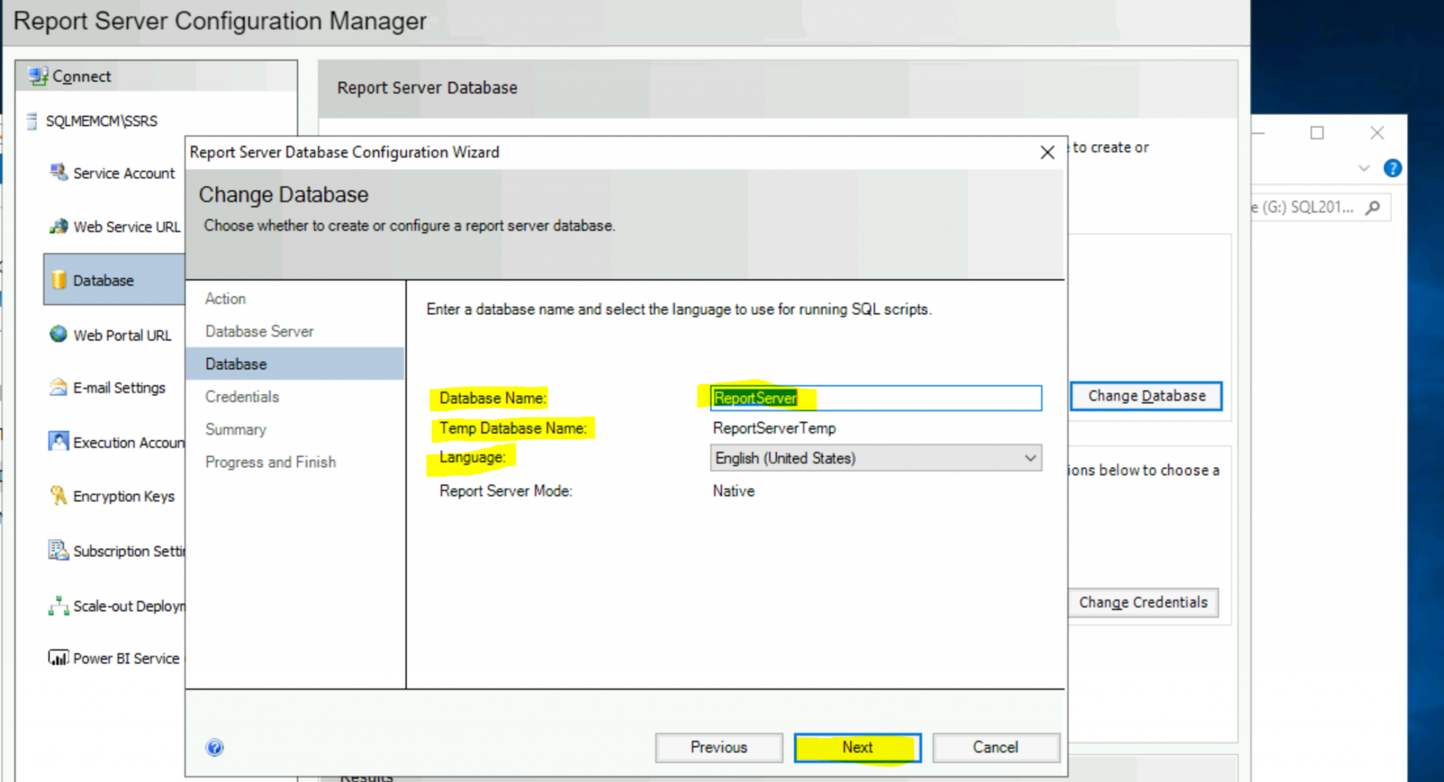 ConfigMgr Create A New Database For SSRS Reporting Service | SCCM ...