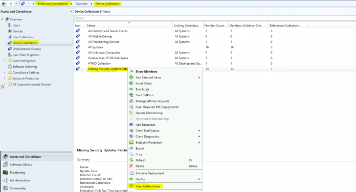 Configmgr Collection View Relationships Graph Sccm Configuration Manager Endpoint Manager