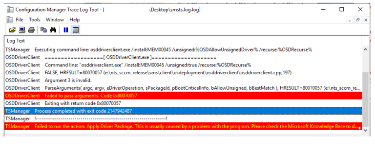 FIX: SCCM Task Sequence Failed To Apply Driver Package 0x80070057 HTMD Blog