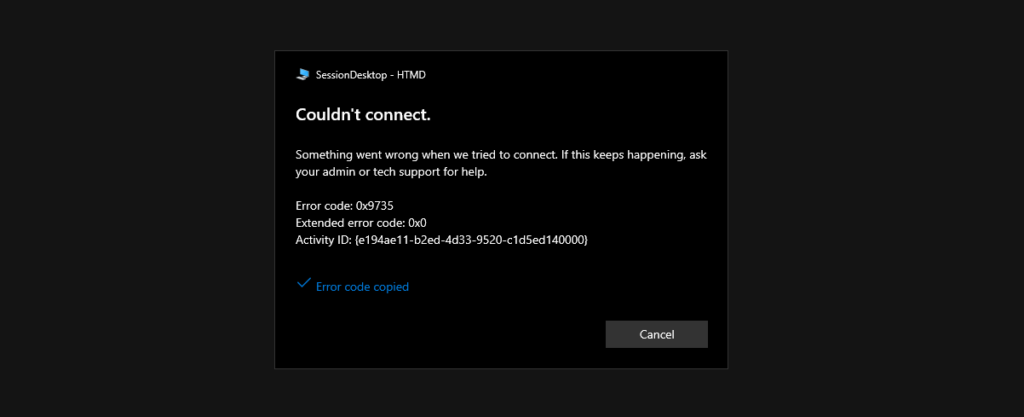 Fix Avd Azure Ad Joined Vm Login Issue With Error Code 0x9735 Htmd Blog