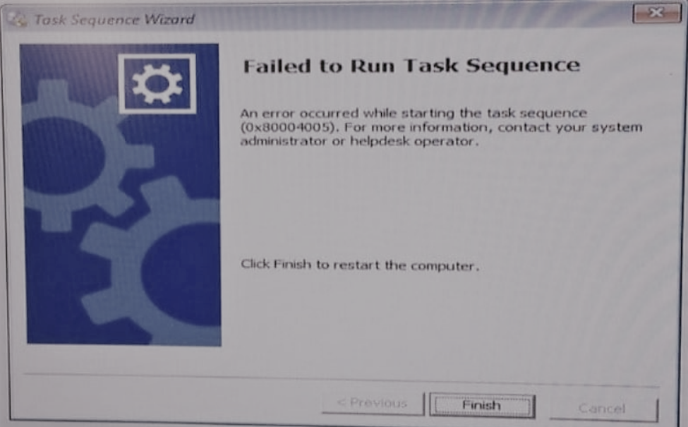 FIX SCCM Task Sequence Failed Error 0x80004005 HTMD Blog