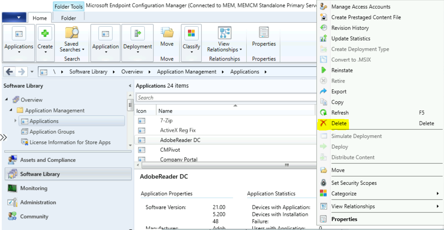How To Retire Application In SCCM | Delete App HTMD Blog