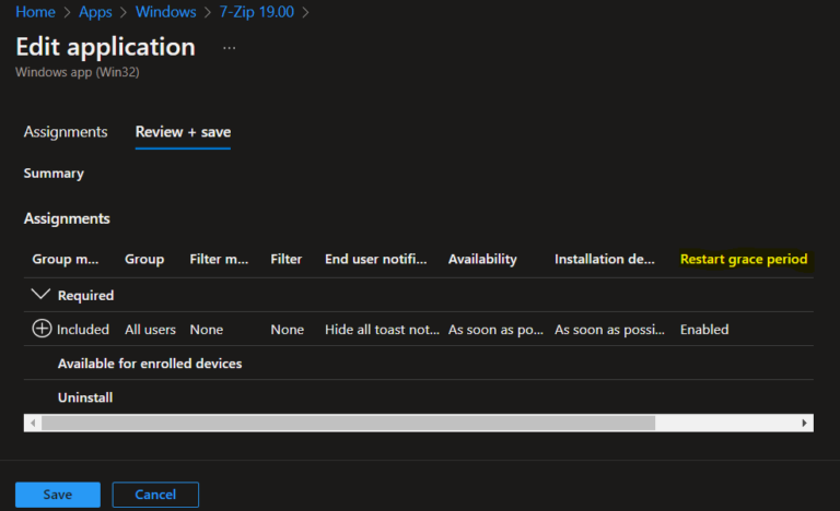 Enable Device Restart Grace Period For Intune Win32 App HTMD Blog