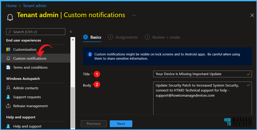 Send Custom Notifications To Users Using Intune Mem Portal Htmd Blog