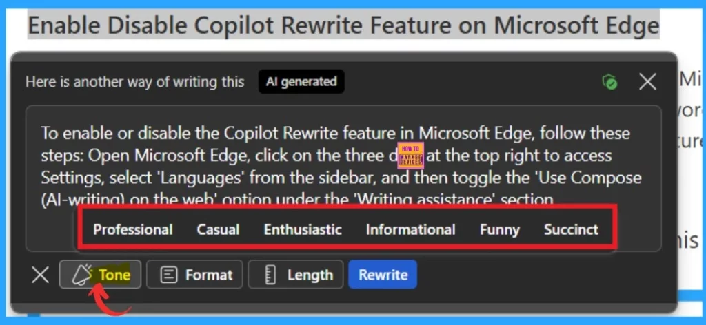 Enable Disable Copilot Rewrite Feature On Microsoft Edge HTMD Blog Enable Disable Copilot Rewrite Feature On Microsoft Edge HTMD Blog