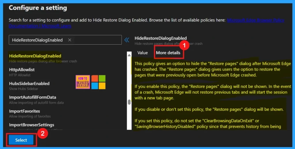 Enable Disable Hide Restore Dialog Policy In MS Edge Browser Using M365 ... Enable Disable Hide Restore Dialog Policy In MS Edge Browser Using M365 ...